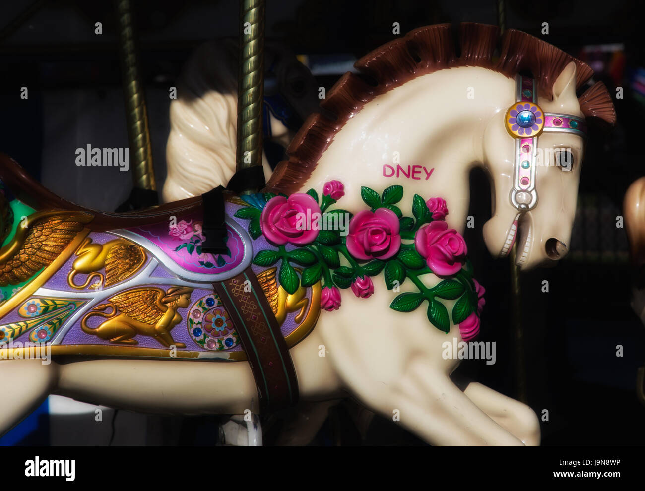 Merry go round animals at the county fair Stock Photo - Alamy