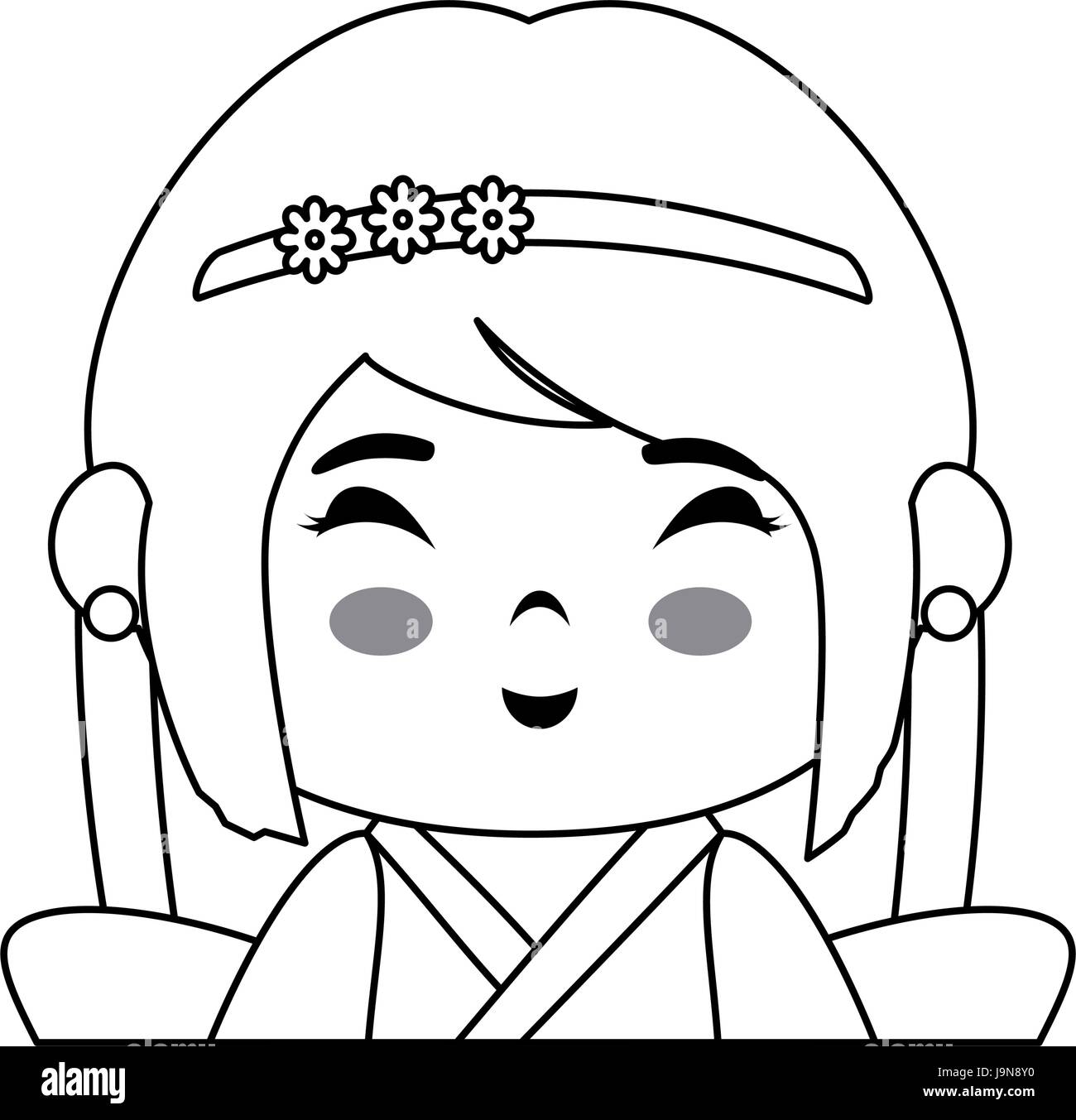cute japanese girl icon Stock Vector Image & Art - Alamy