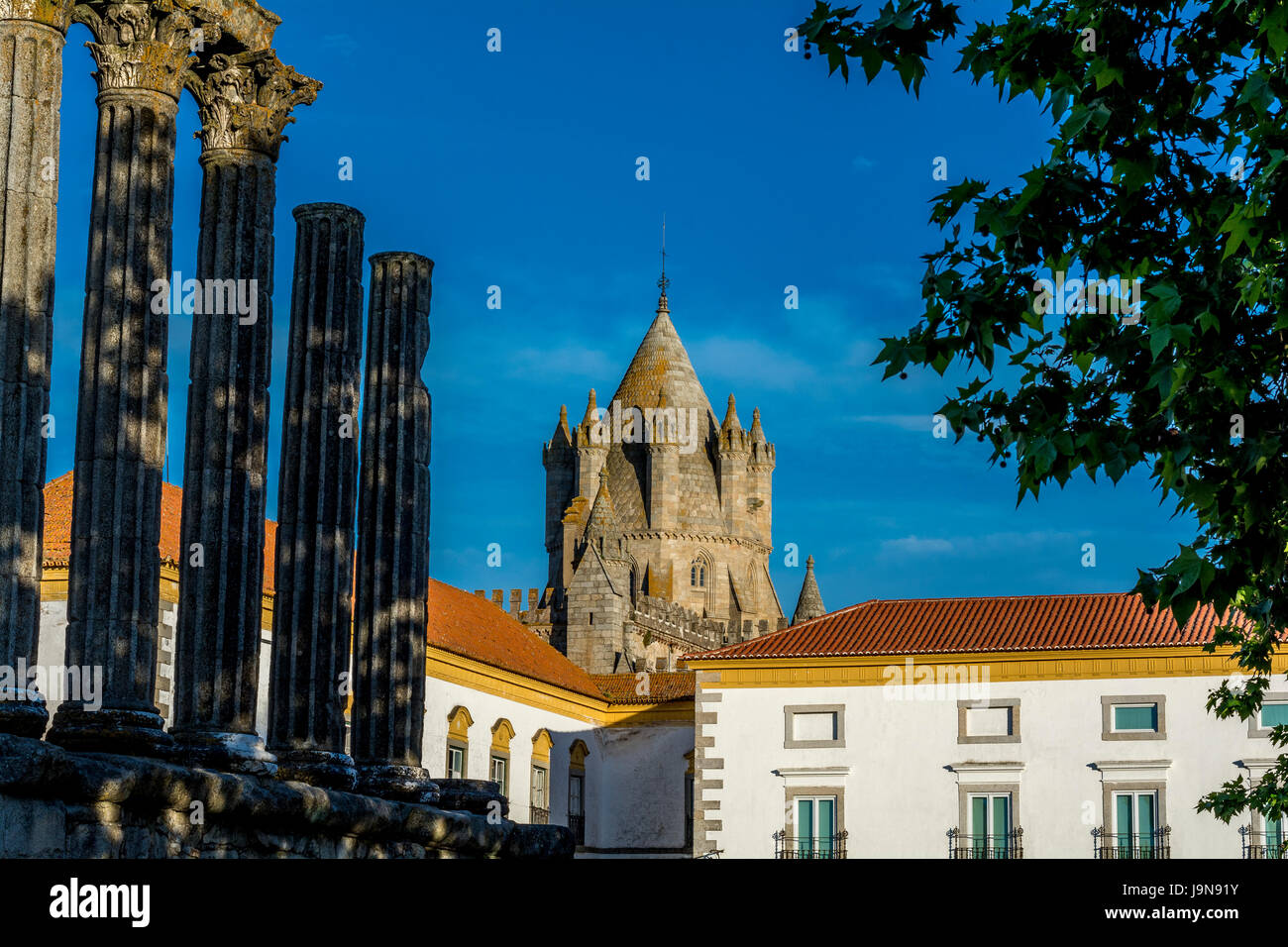 Ancient town Évora in Portugal, architecture of medieval times and ...