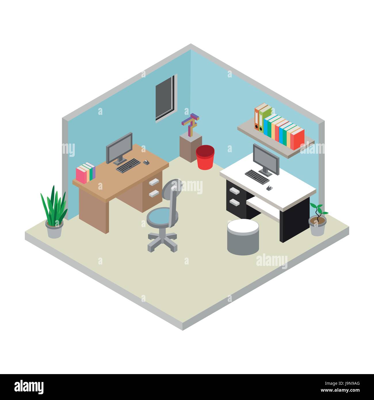 Isometric office interior Cut Out Stock Images & Pictures - Alamy