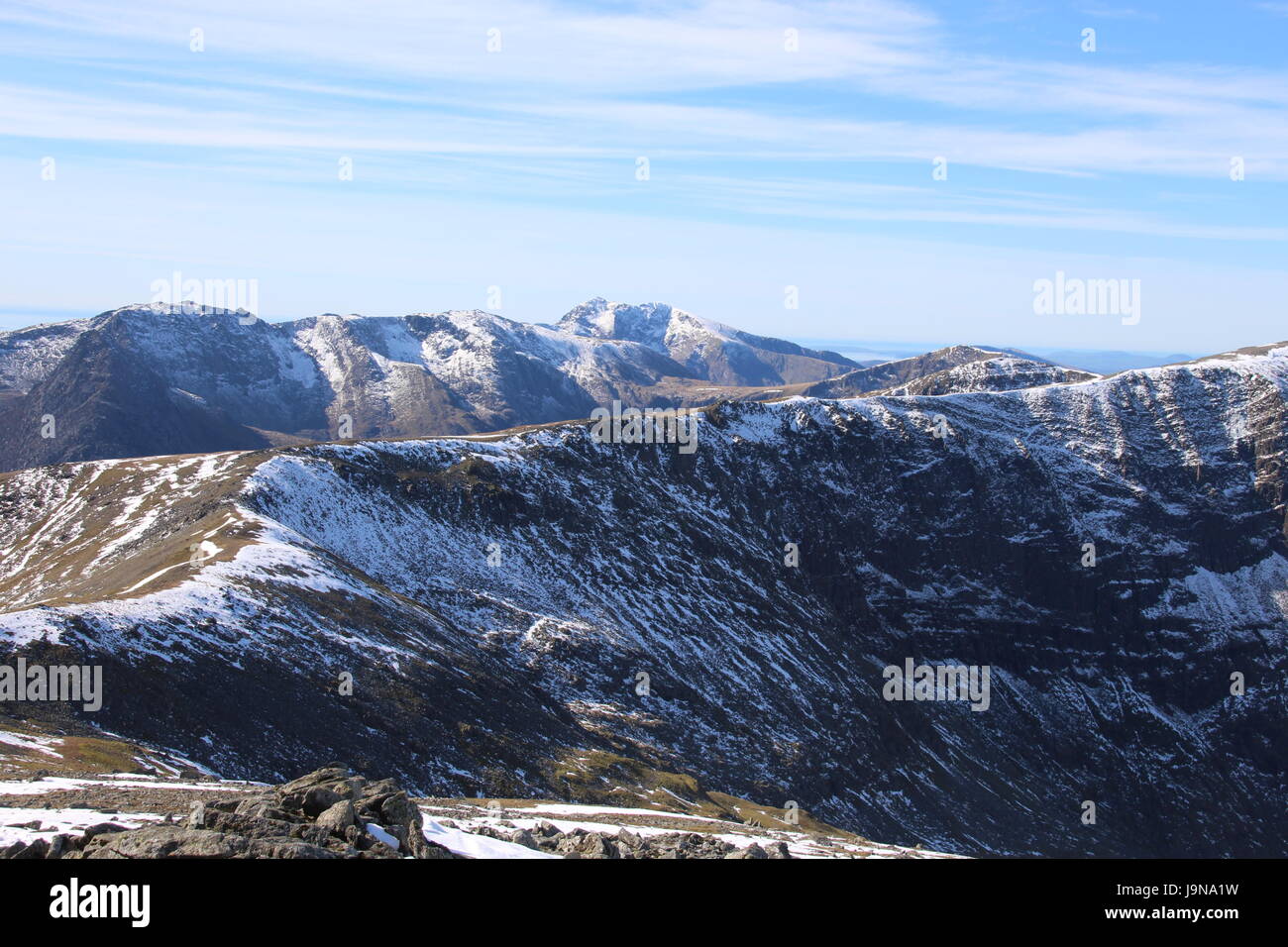 snowy summits of the welsh mountains in spring Stock Photo - Alamy