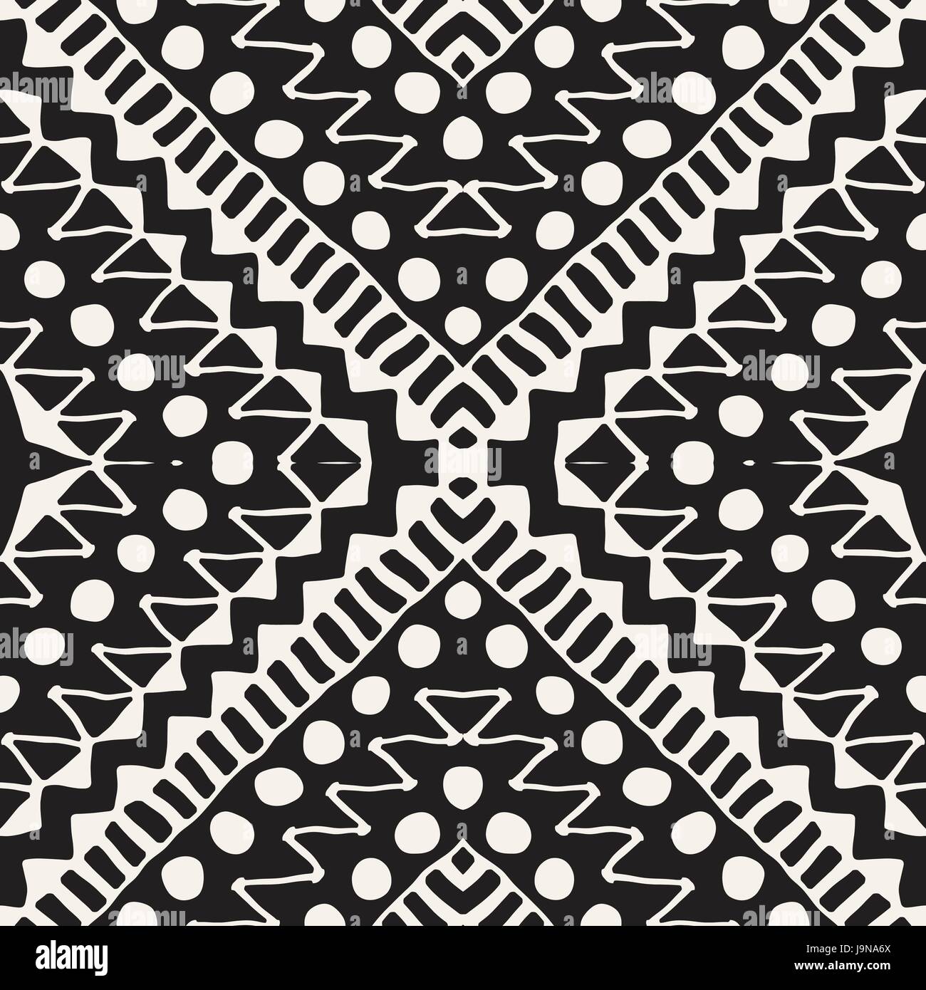 Hand drawn painted seamless pattern. Vector tribal design background ...