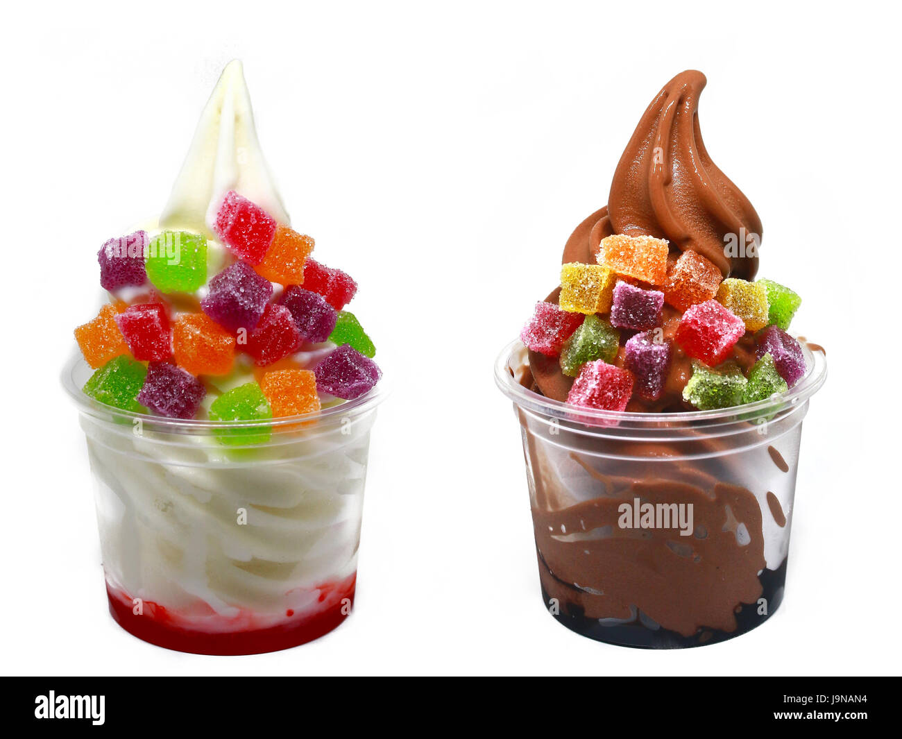 soft serve ice cream in a cup with topping Stock Photo - Alamy