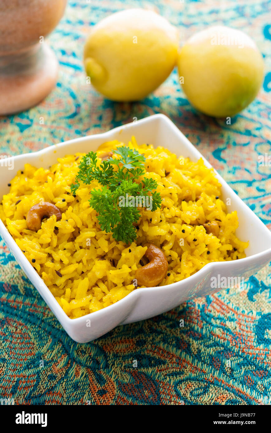 Lemon Rice with cashew - traditional South Indian turmeric rice Stock ...