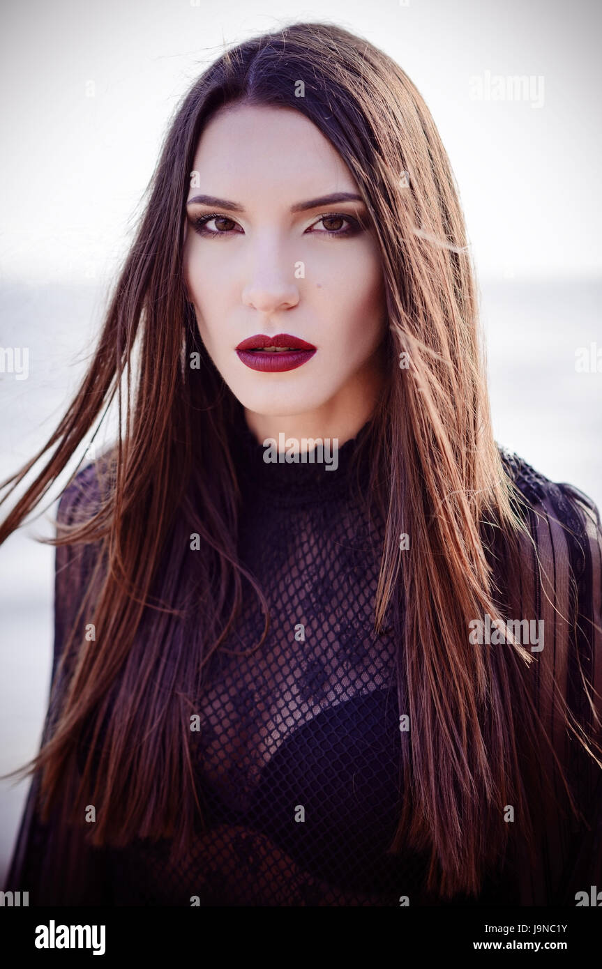 Closeup portrait of a beautiful sad young woman Stock Photo - Alamy