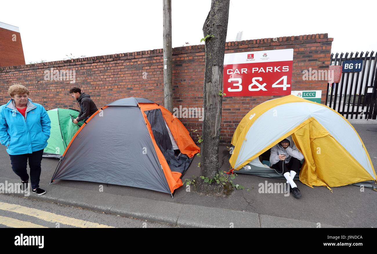 Tents outside the Emirates Old Trafford cricket ground ahead of Ariana ...