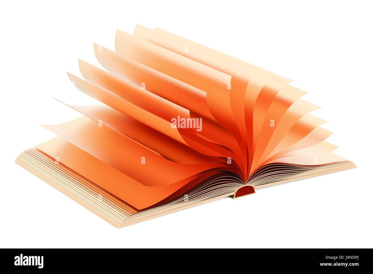 Opened golden book, 3D rendering isolated on white background Stock ...