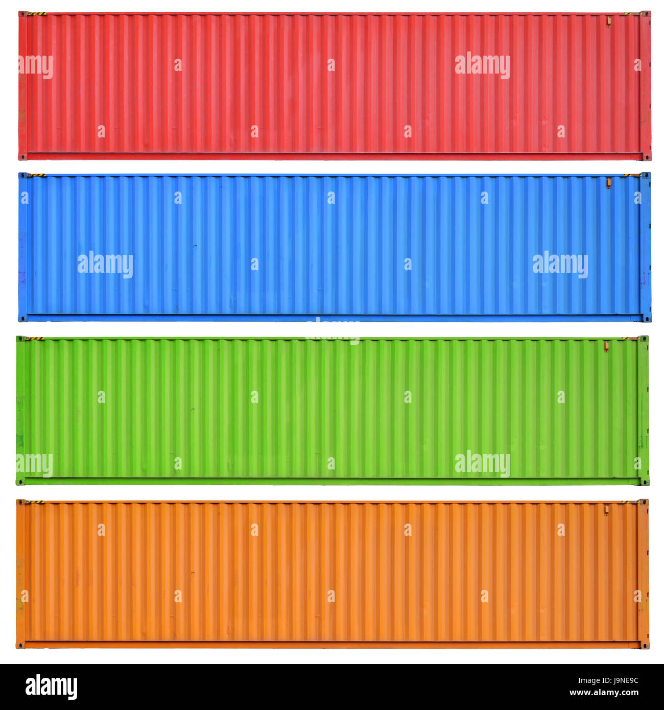 Cargo container textures isolated on white background. Four different ...