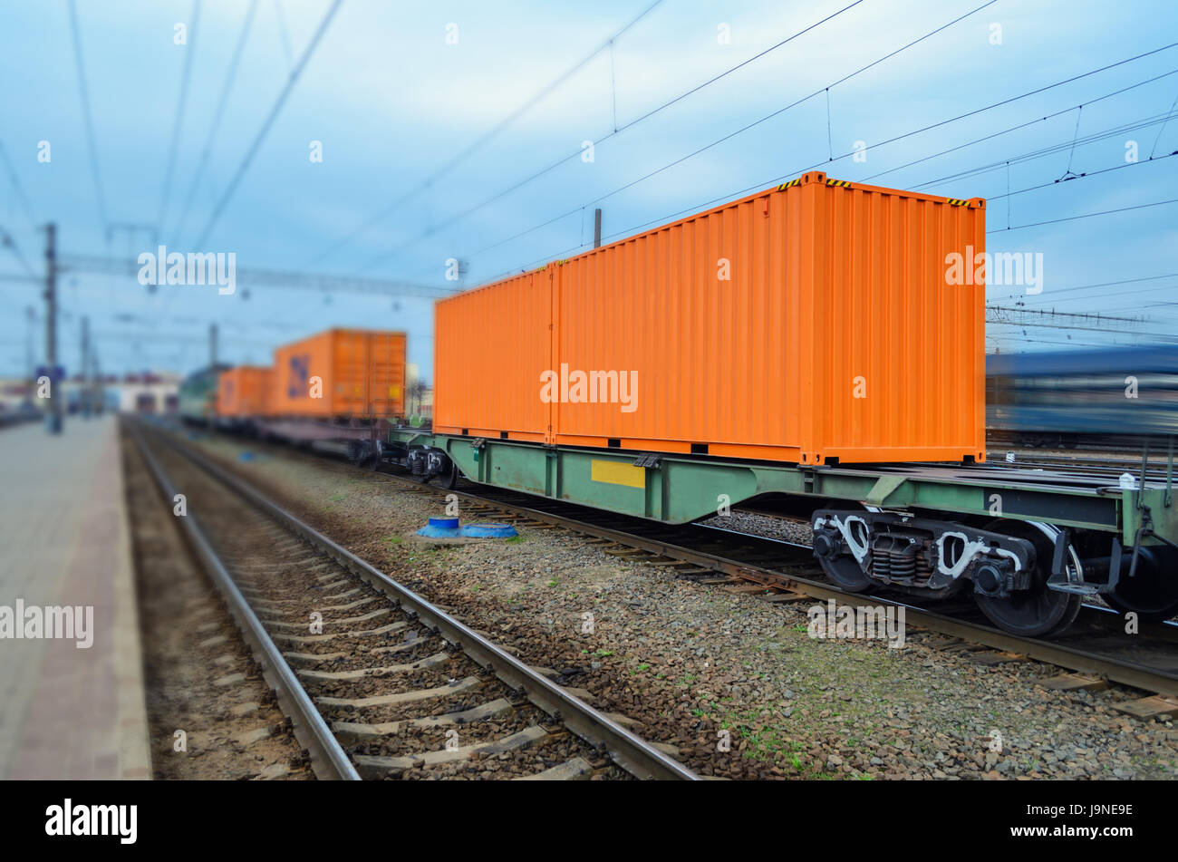 Transportation of cargoes by rail in containers. Railway infrastructure ...