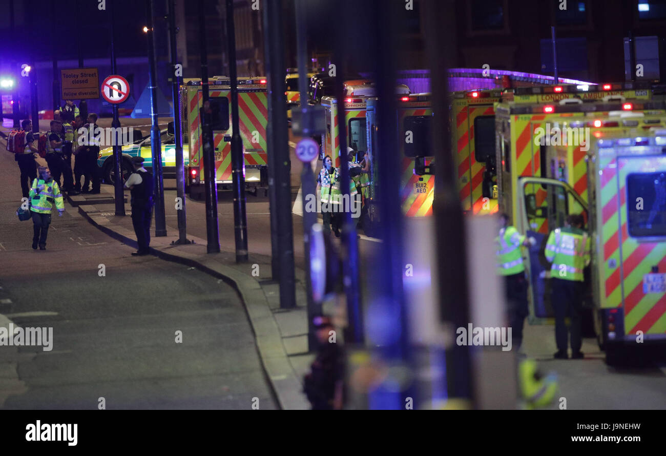 Emergency personnel on London Bridge as police are dealing with a ...