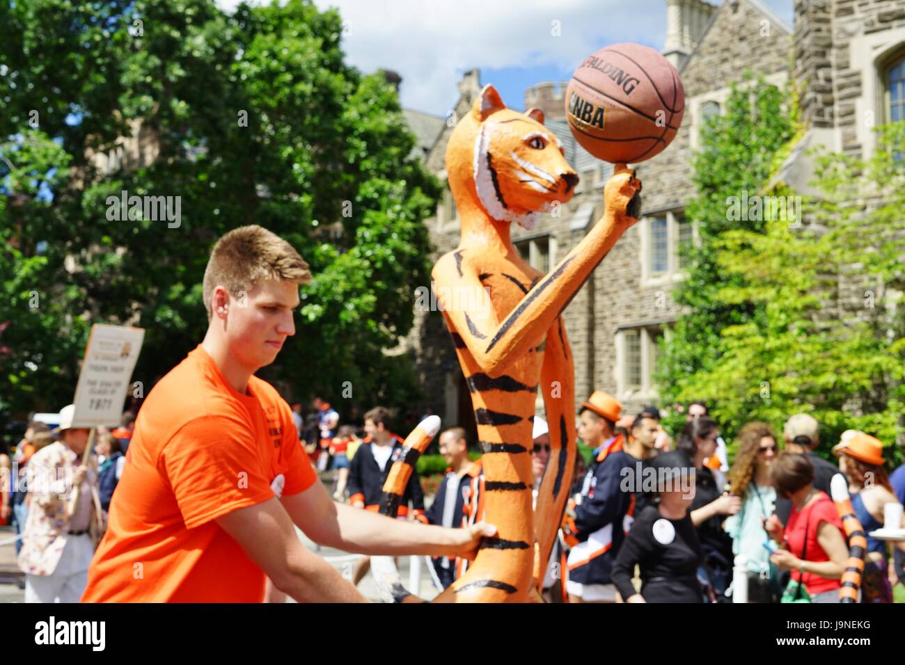 Princeton University alumni dressed in orange and black march joyously ...