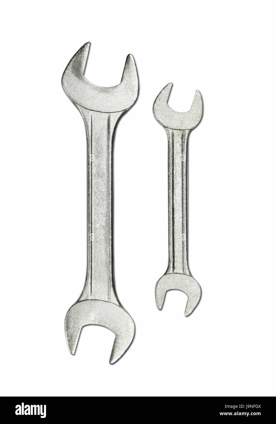 two size metal wrench on white background Stock Photo - Alamy