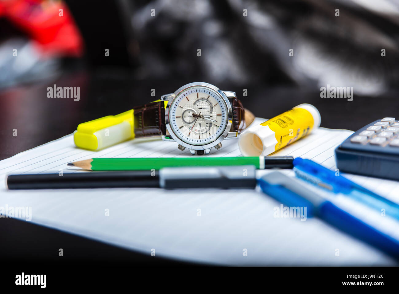 Student Accessories on Paper Stock Photo - Alamy