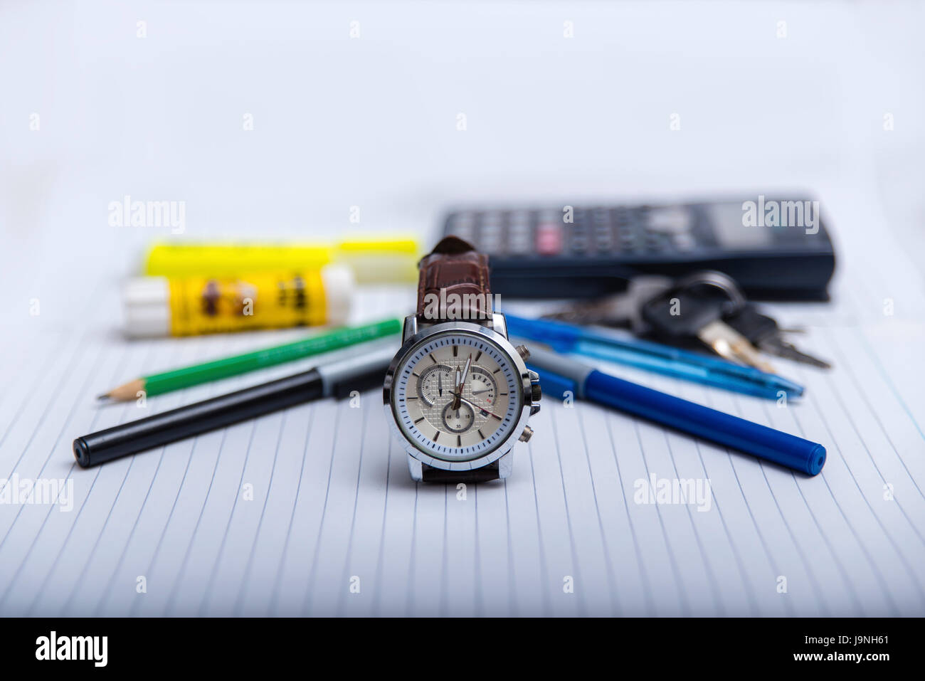 Student Accessories on Paper Stock Photo - Alamy
