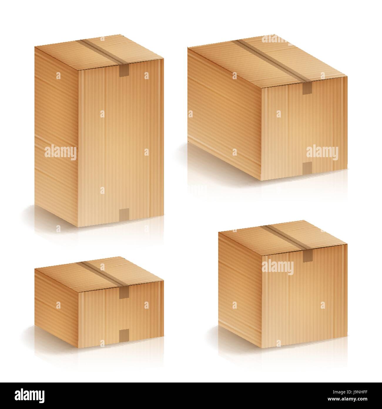 Realistic Cardboard Boxes Set Isolated Vector Illustration. Cardboard ...