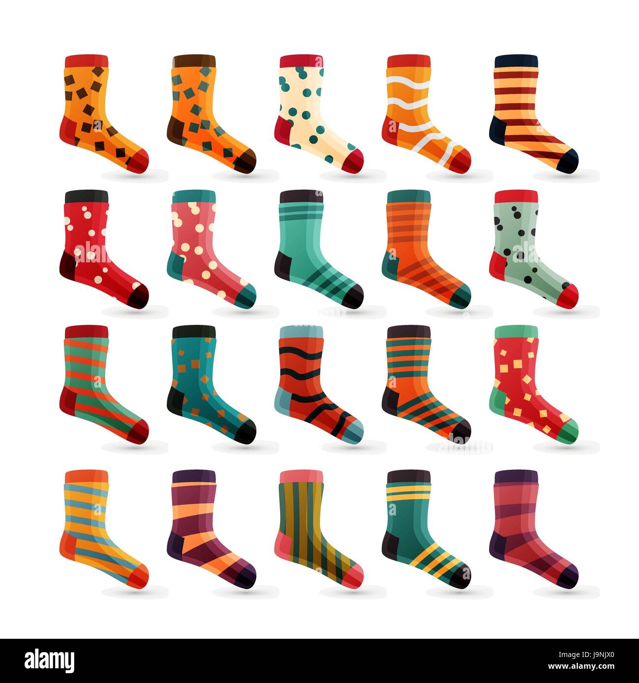 Child Socks Icons Vector. Colorful Cute Icons. Sock Set Isolated On ...