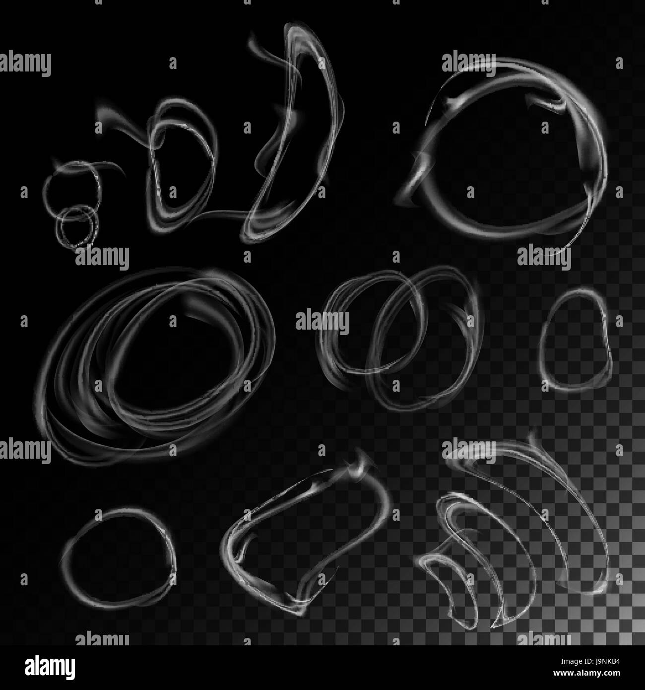 Realistic Cigarette Smoke Waves Vector. White And Grey Smoke Circle ...