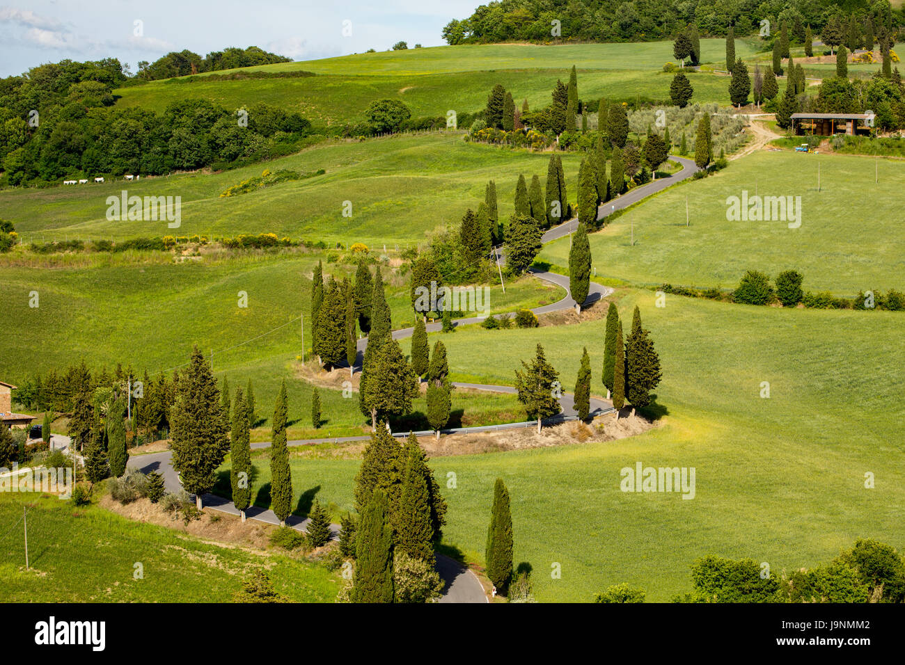 Panoramic view of a spring day in the Italian rural landscape Stock ...