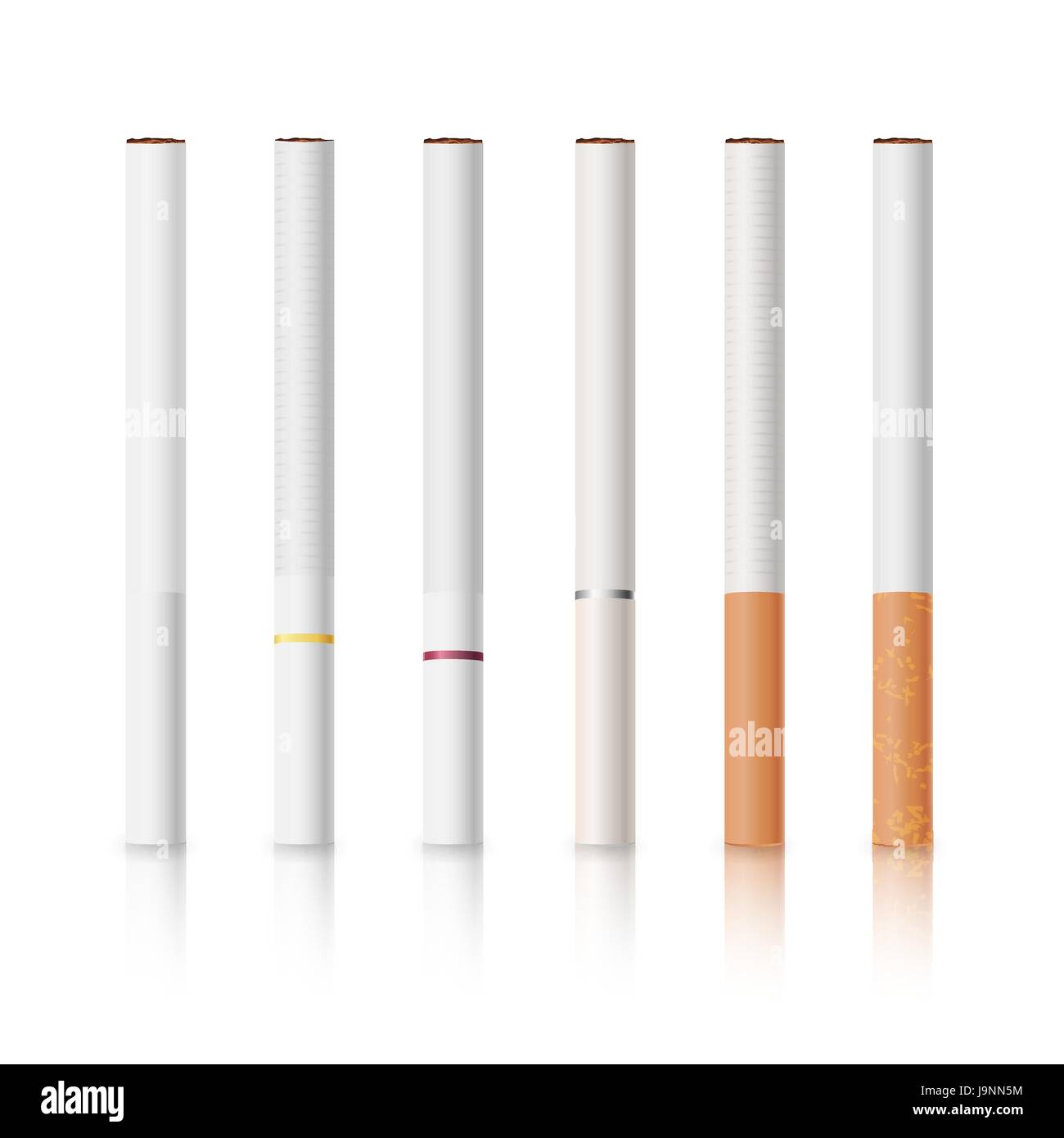 Cigarettes Set With White And Yellow Filters Isolated Vector ...