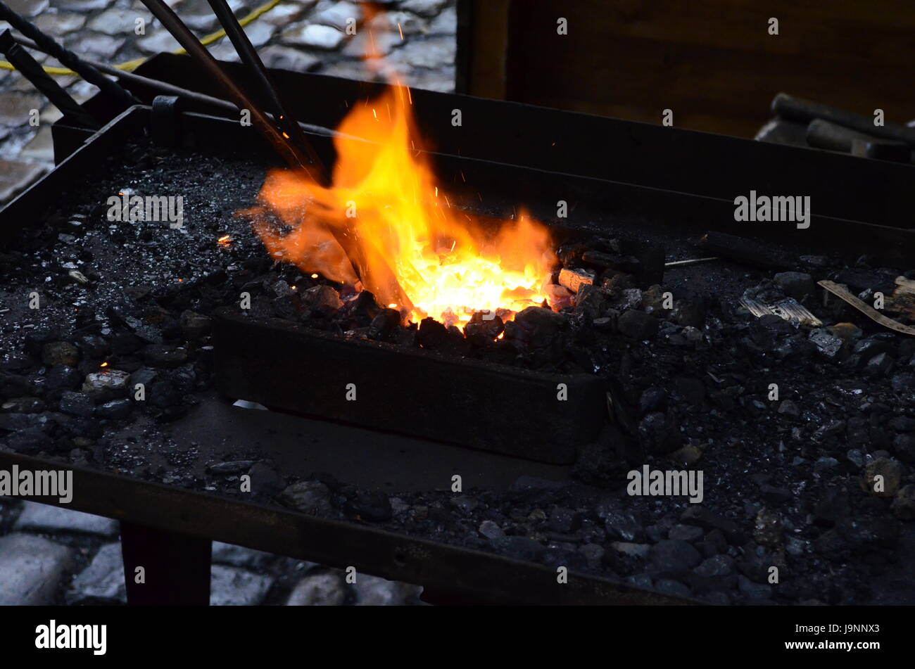 Fire for metal crafting Prague Stock Photo - Alamy