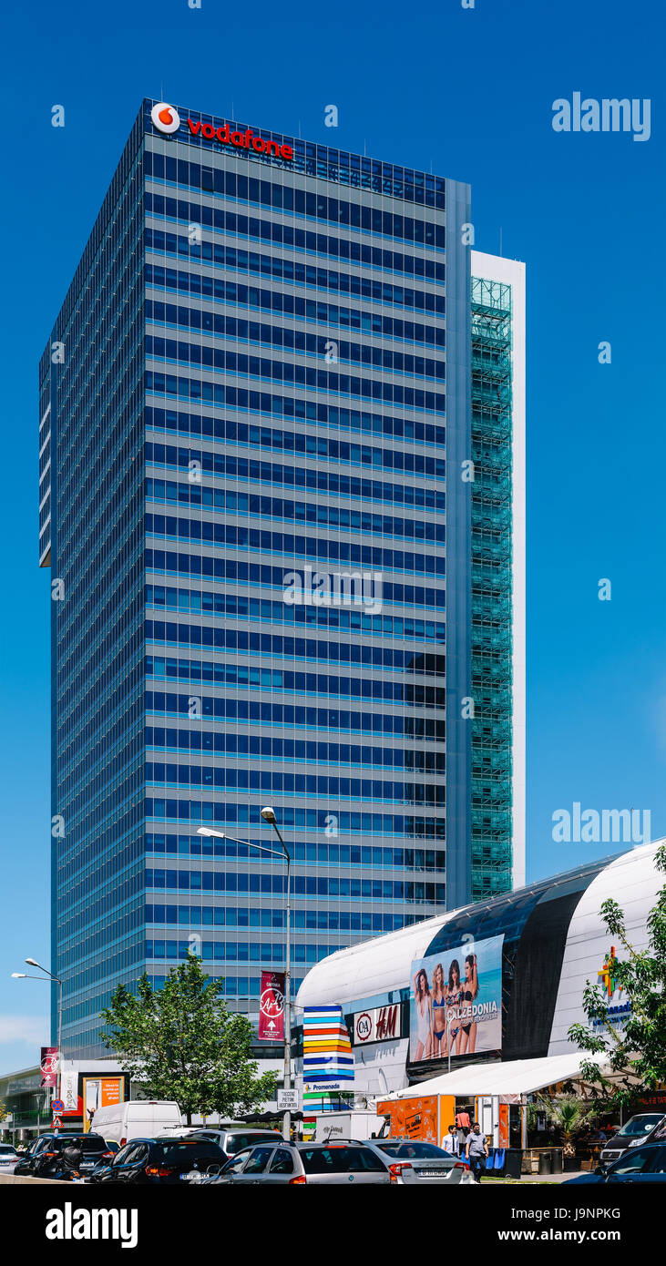 BUCHAREST, ROMANIA - MAY 18, 2017: Modern Office Building And Shopping ...
