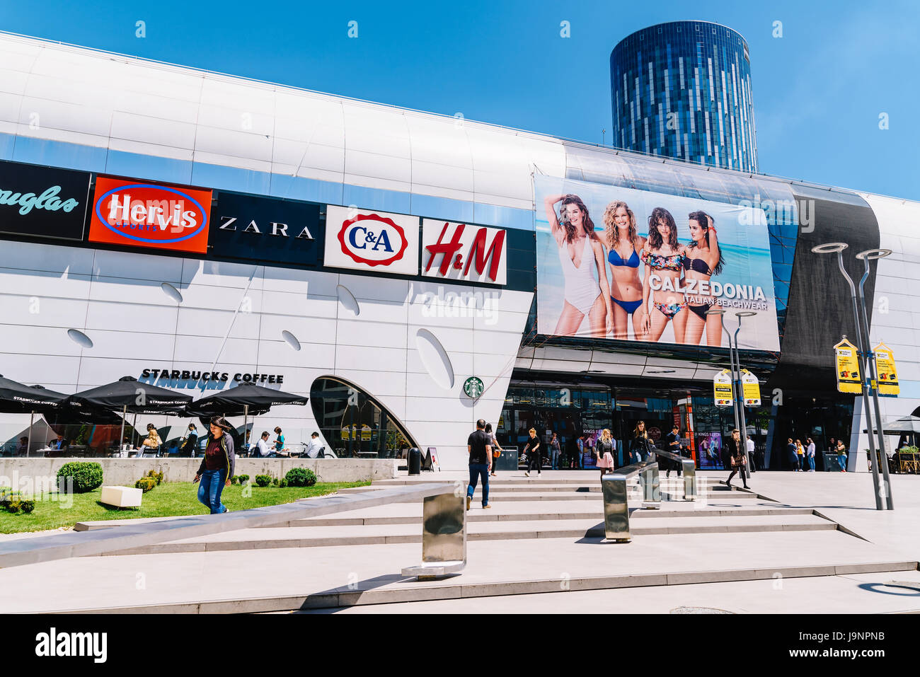 BUCHAREST, ROMANIA - MAY 18, 2017: Modern Office Building And Shopping ...