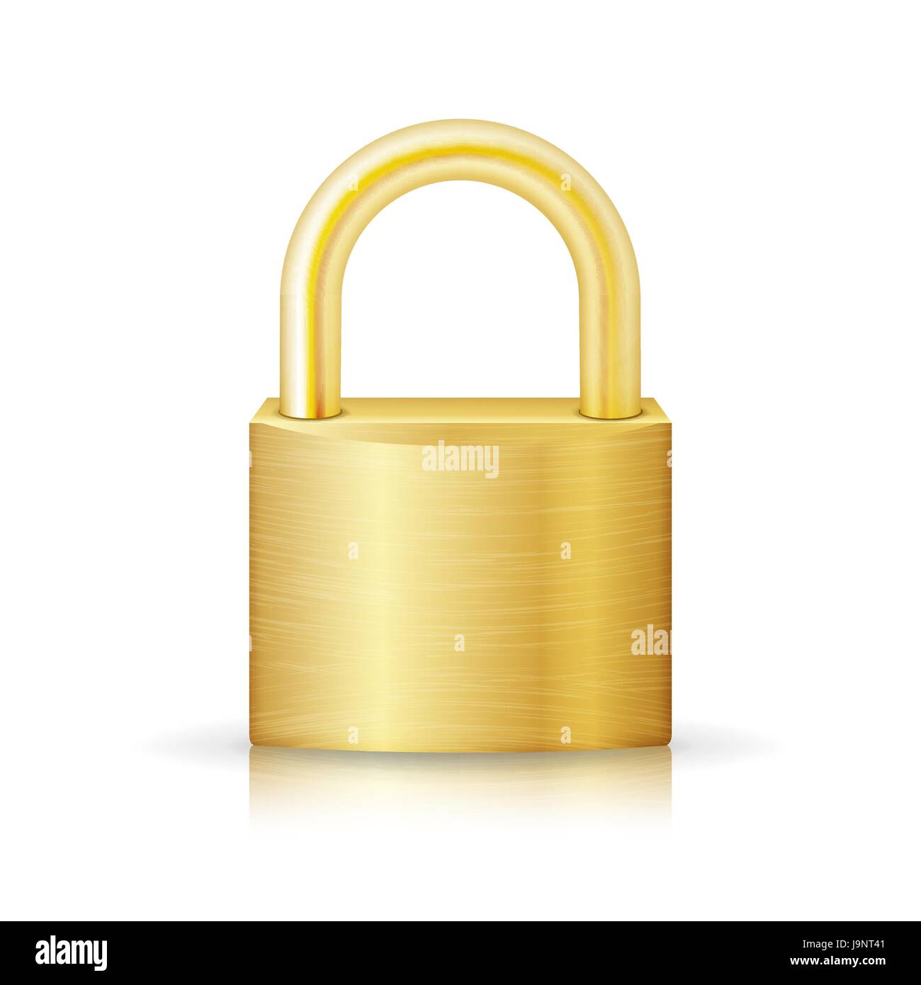 Closed Lock Security Gold Icon Isolated On White. Realistic Protection ...