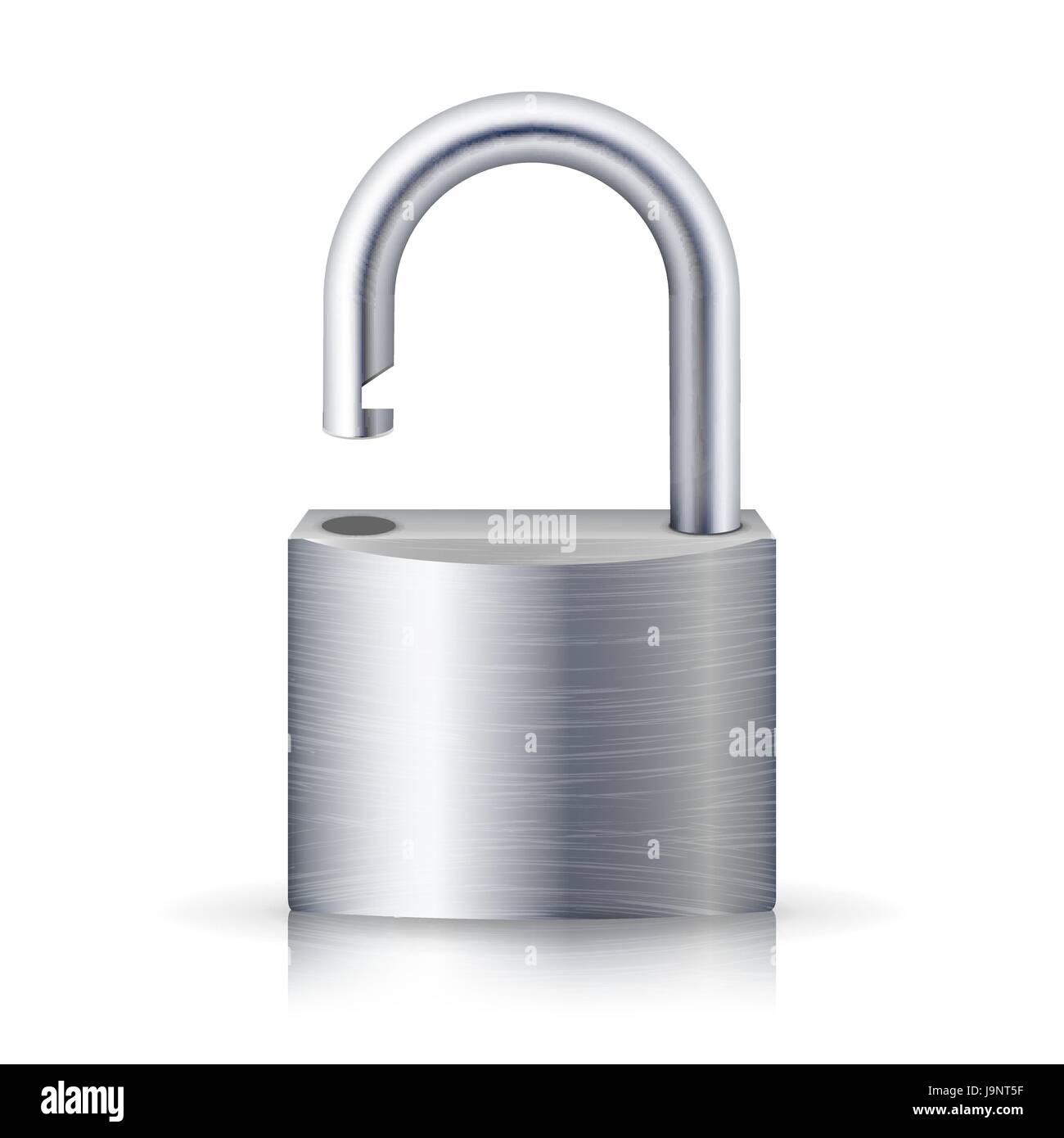 Realistic Unlocked Padlock Vector. Metal Lock For Safety Illustration ...