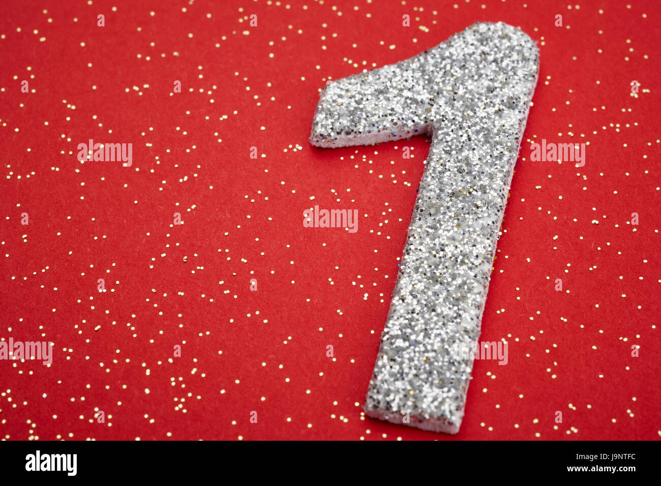 Number one silver color over a red background. Anniversary. Horizontal ...