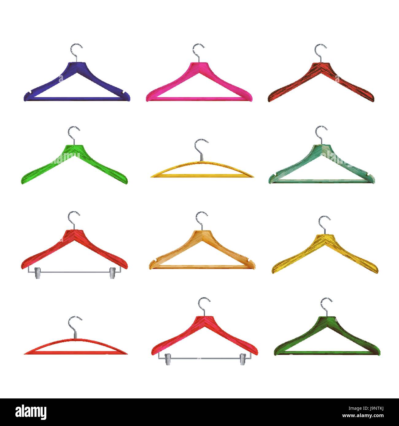 Wooden Clothes Hangers Vector. Illustration Of Classic Clothes Hanger ...