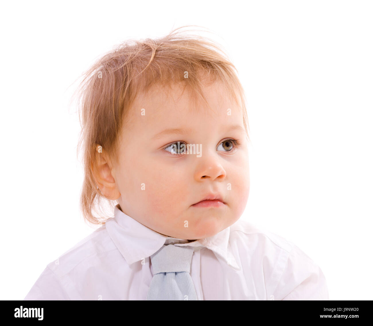 Serious boy wearing white shirt and tie postrait isolated Stock Photo ...