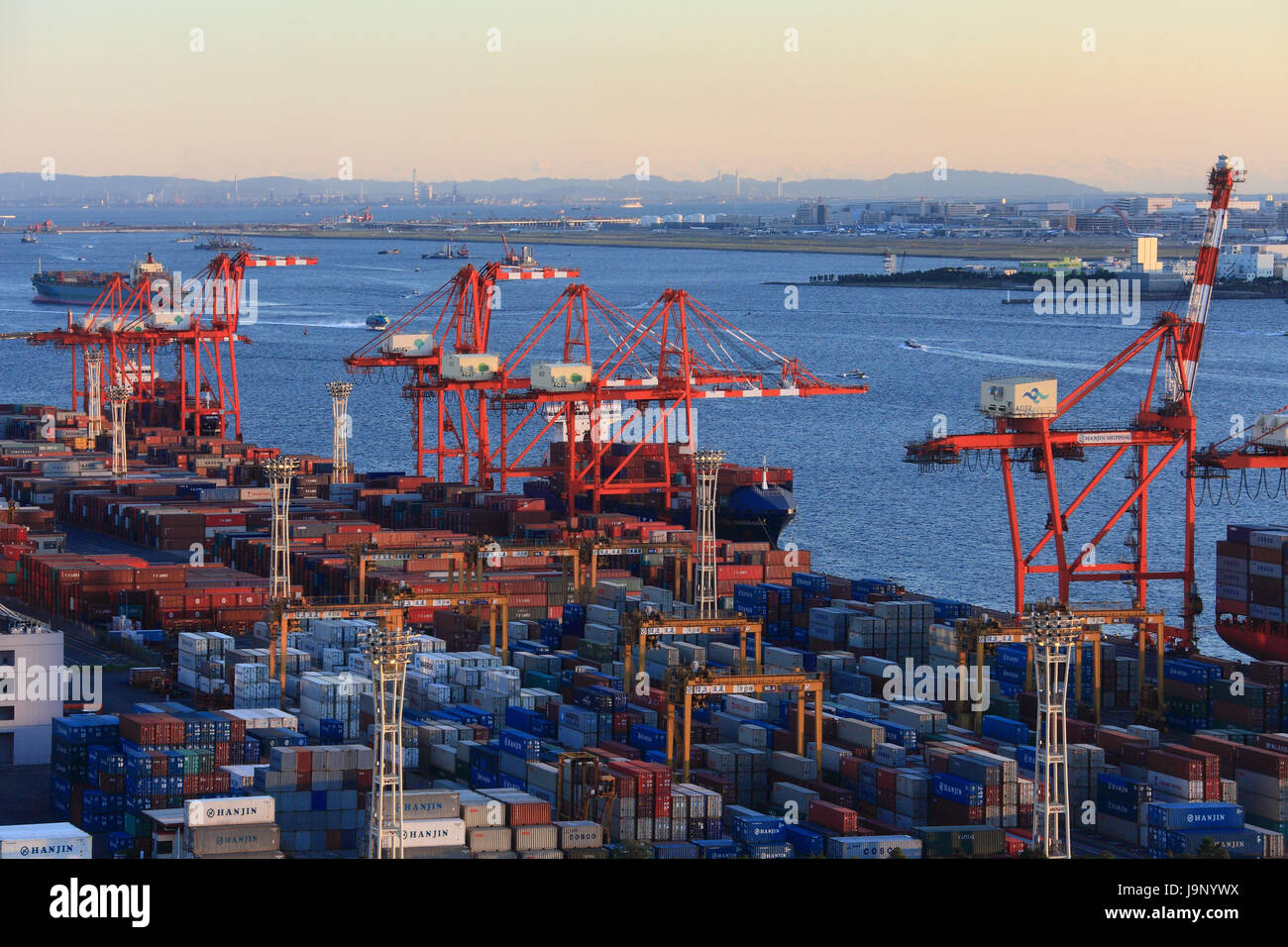 Japan,Tokyo,Tokyo Bay,Odaiba District,container port Stock Photo - Alamy