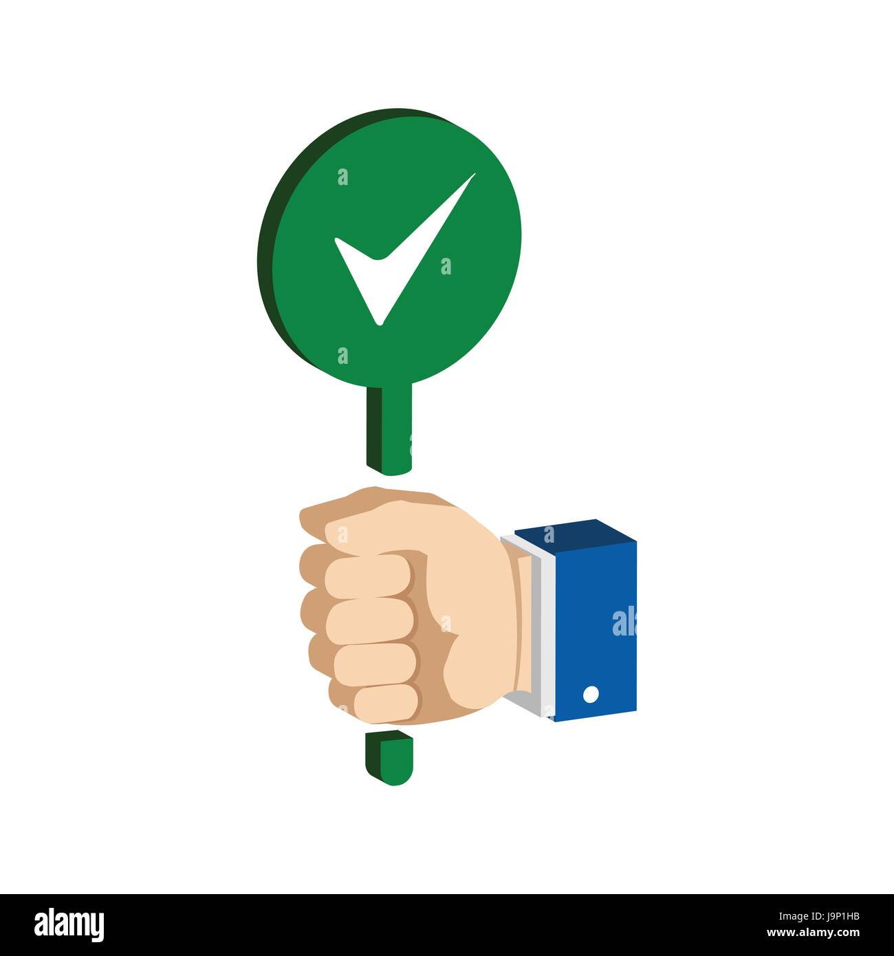 Hand with true, accept sign. Flat Isometric Icon or Logo. 3D Style ...