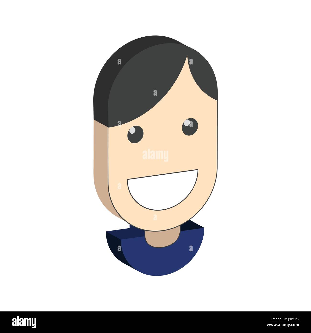 Smiling man avatar symbol. Flat Isometric Icon or Logo. 3D Style ...