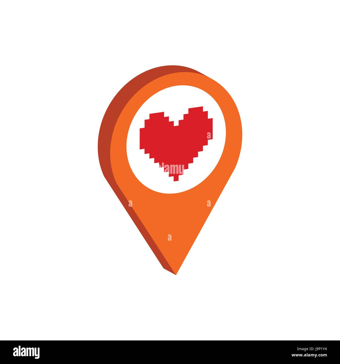 Map Pointer with Heart symbol. Flat Isometric Icon or Logo. 3D Style ...