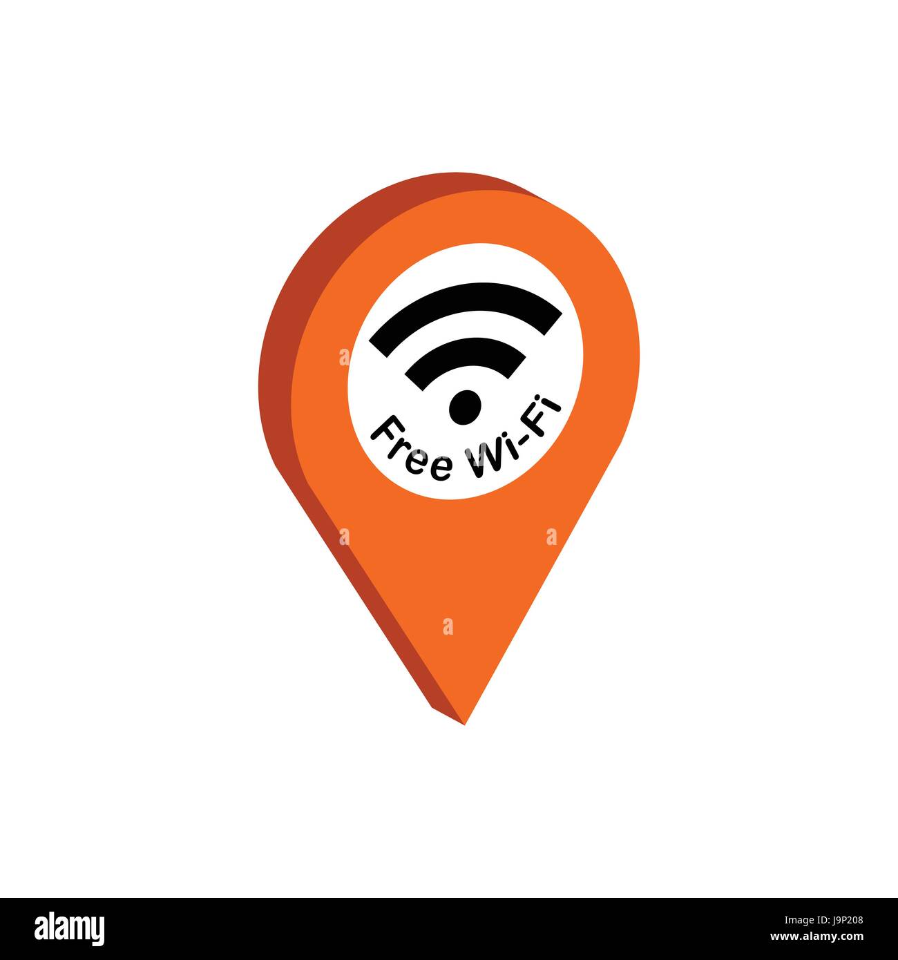 Map Pointer with Wi-Fi symbol. Flat Isometric Icon or Logo. 3D Style ...