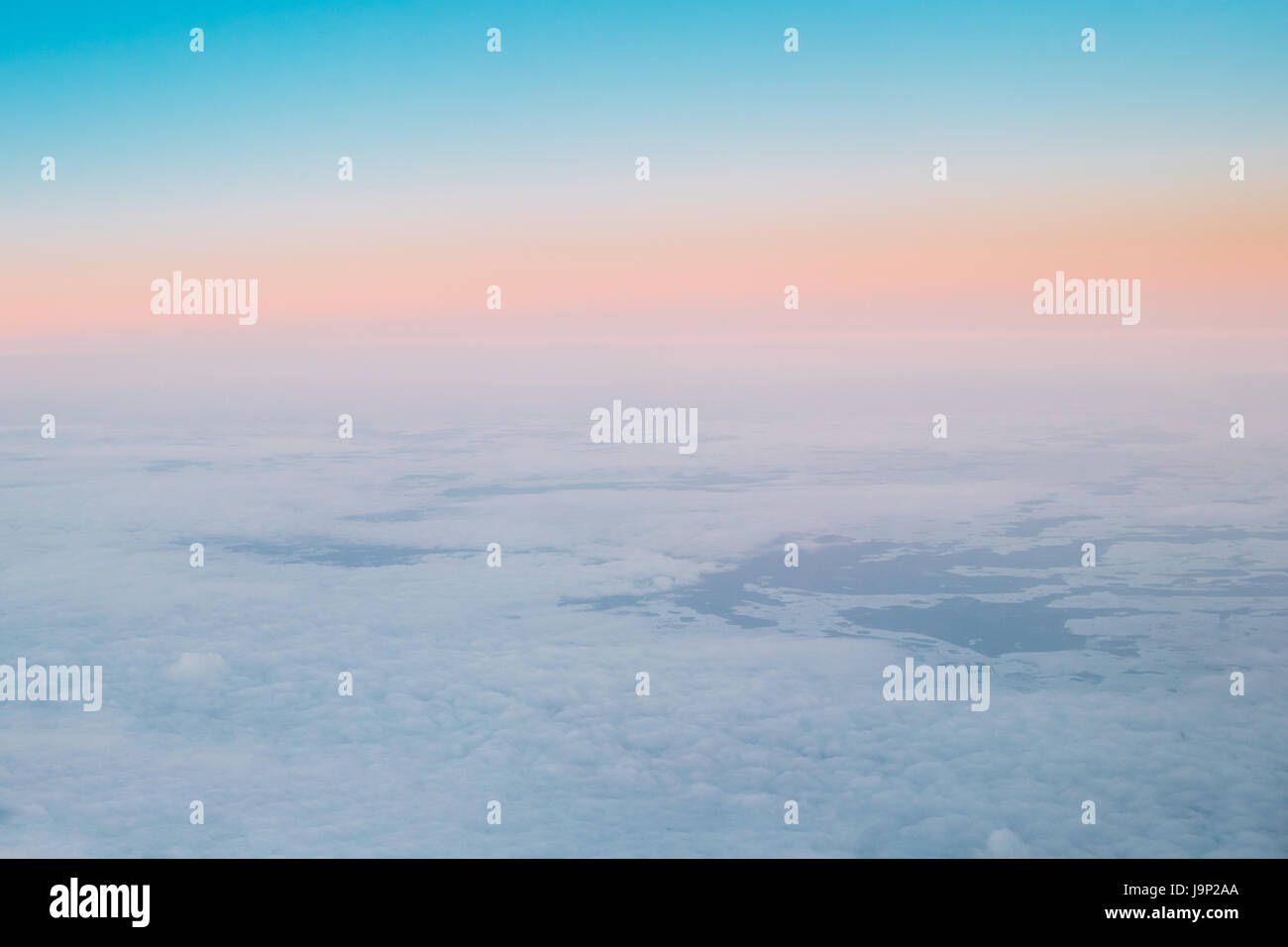Aerial View From High Altitude Flight Of Aircraft On Snow-covered ...