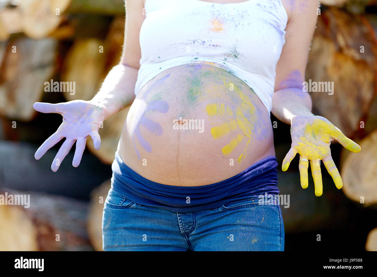 woman, art, paint, funny, colour, creative, baby belly, colors, colours ...