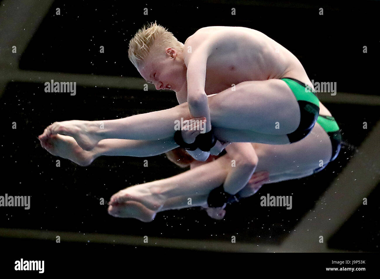 Lucas Thomson (front) and James Heatly in the Men's 10m Synchro during ...