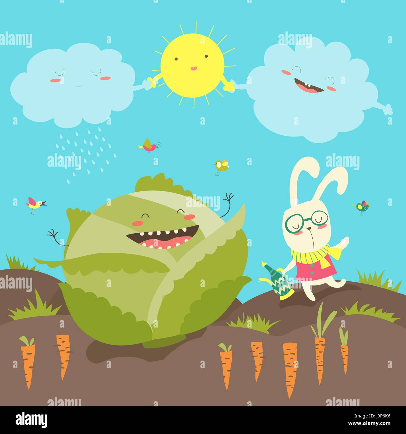 Bunny cabbage Stock Vector Images - Alamy