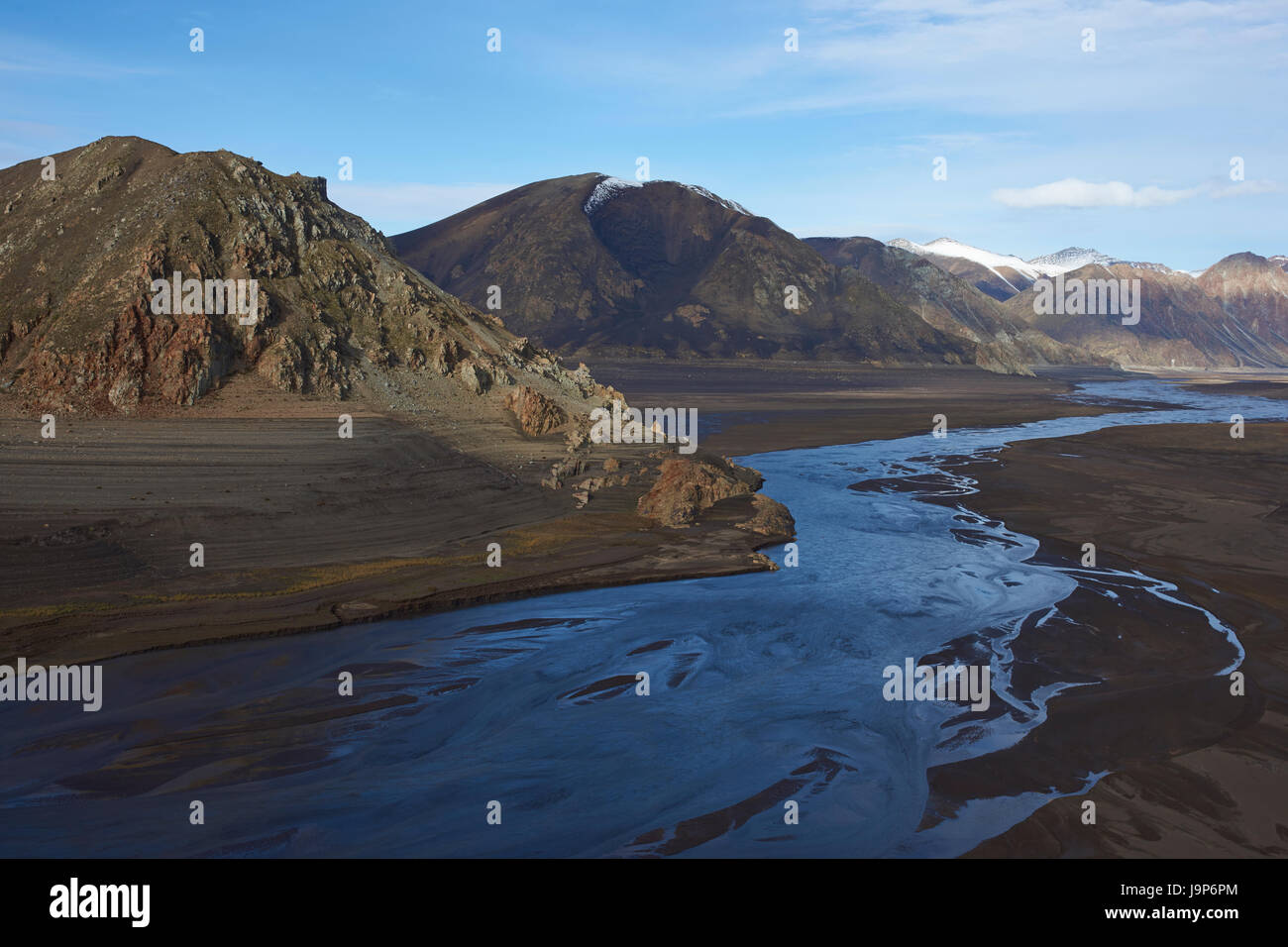 Mountain river flowing into Laguna de Laja in Laguna de Laja National ...