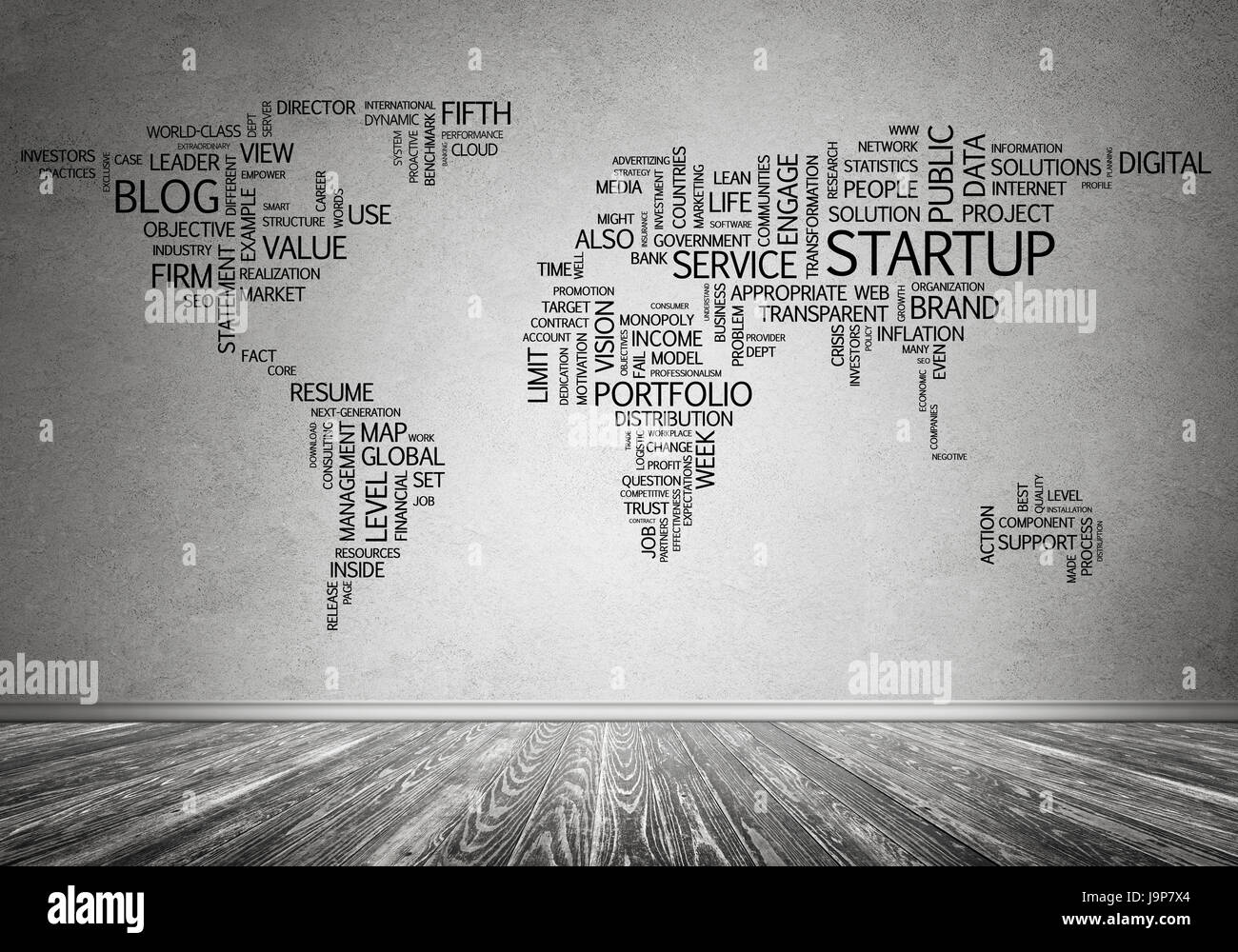 World map in typography Stock Photo - Alamy