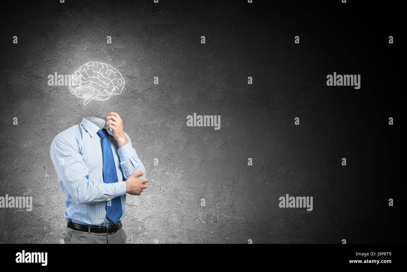 Brain headed businessman Stock Photo - Alamy