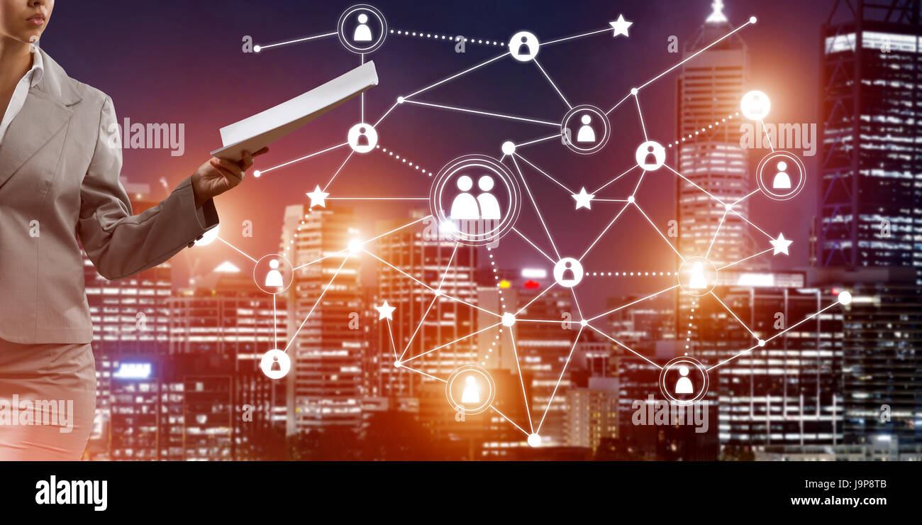 Concept of modern business networking that connect and cooperate people ...