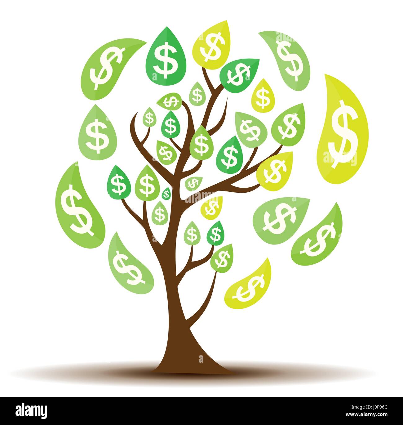 Colored Money Tree, Dependence of Financial Growth Flat Concept Stock ...