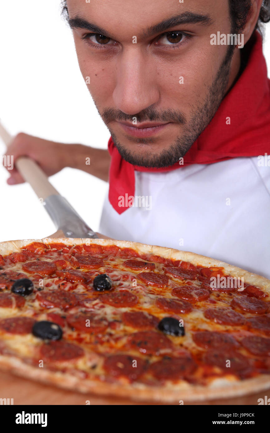 male, masculine, uniform, pizza, cook, chef, working, man, guy, closeup ...