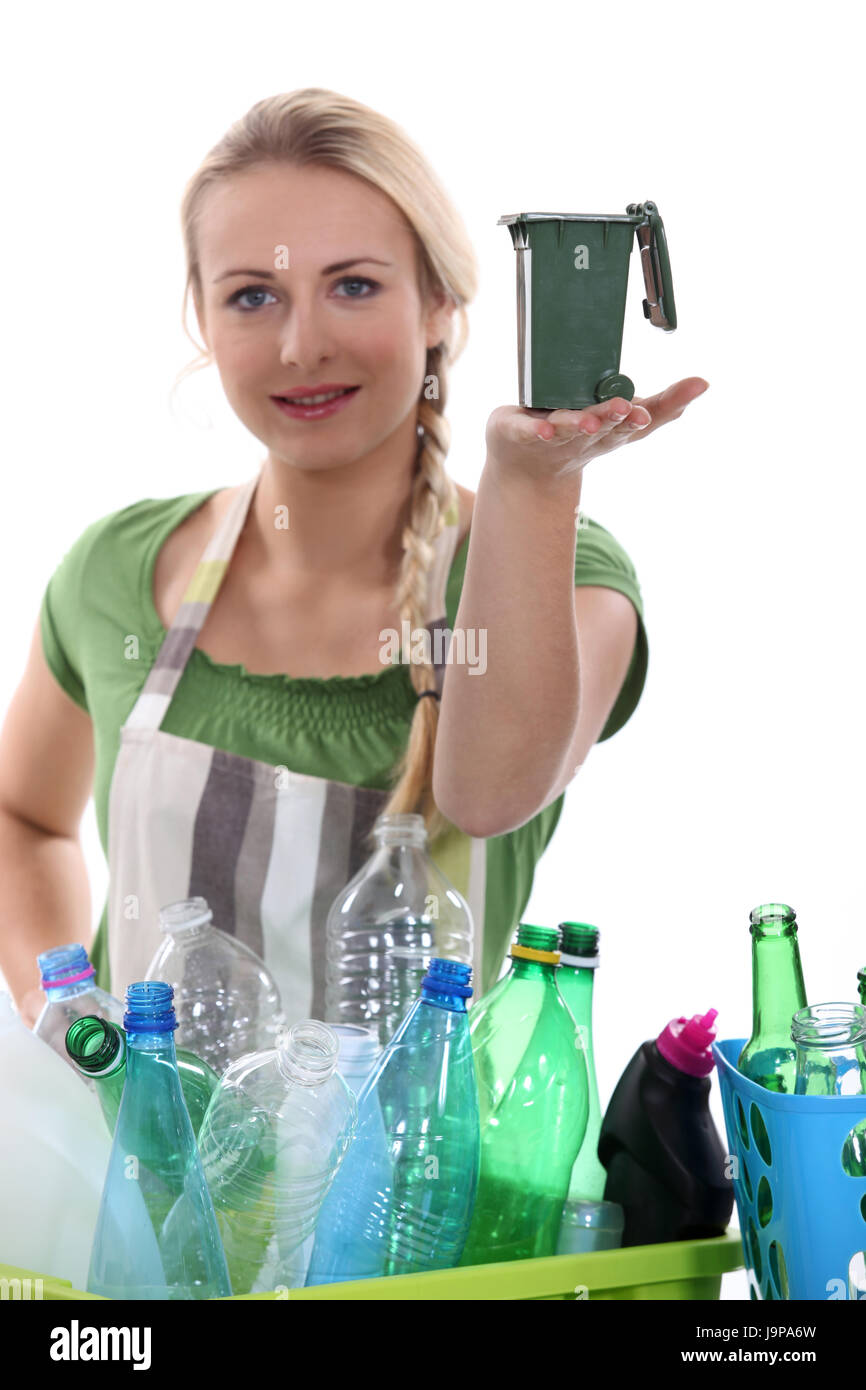 biological, bottle, box, boxes, clean, bin, can, blond, woman, eco ...