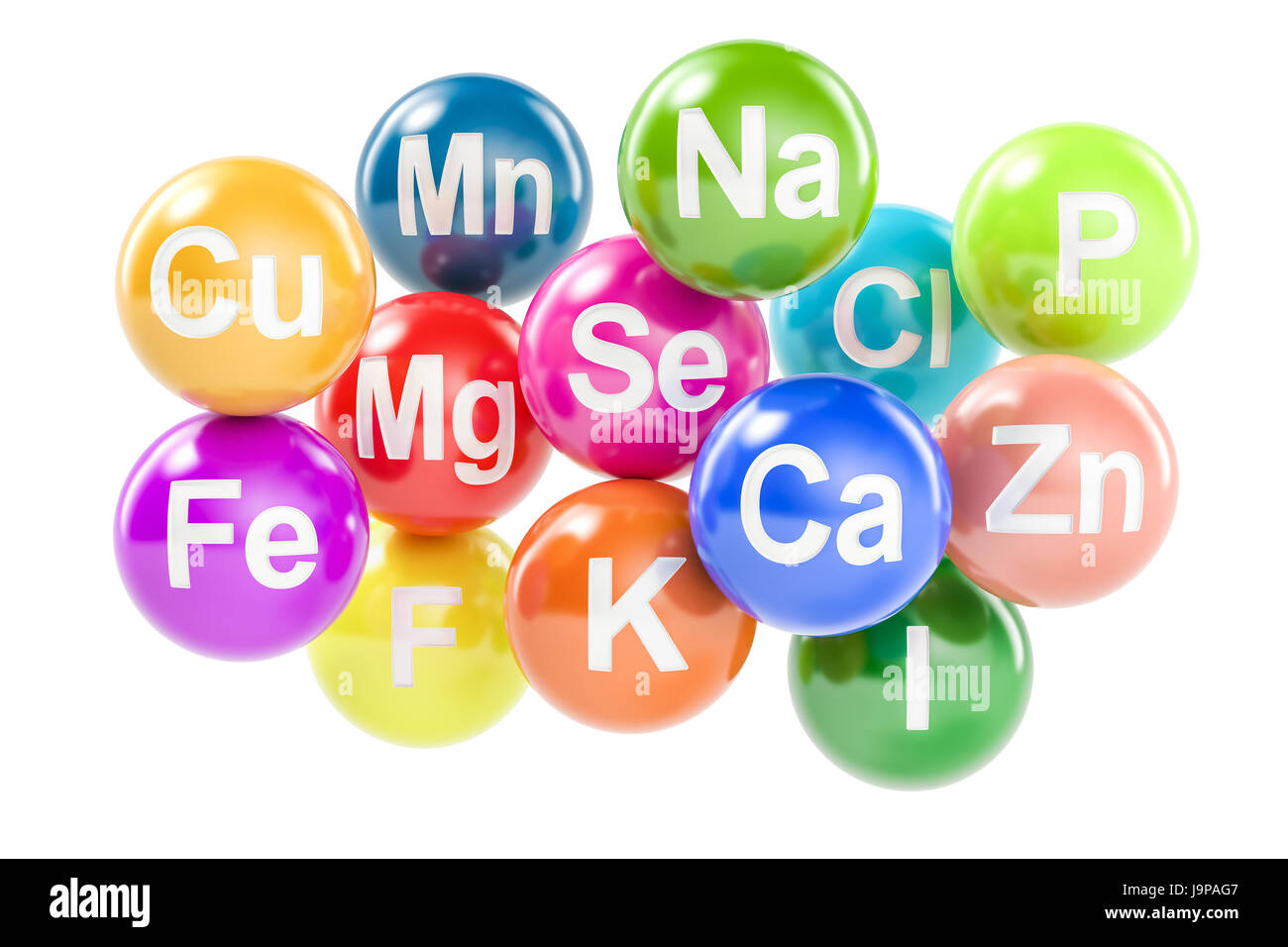 Set of elements. Healthy life concept, 3D rendering isolated on white ...