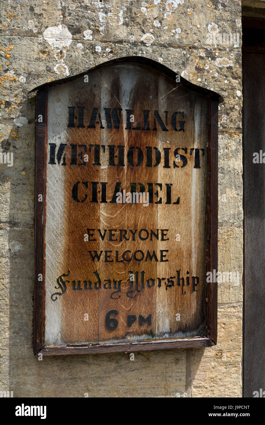 Methodist Chapel board, Hawling, Gloucestershire, England, UK Stock ...