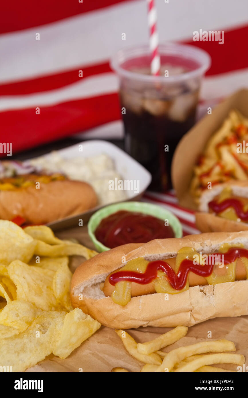 Close-up of snacks on table Stock Photo - Alamy
